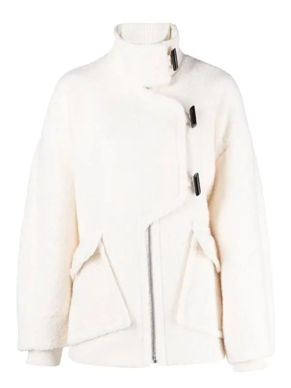 GANNI Coat With Standing Collar - Egret