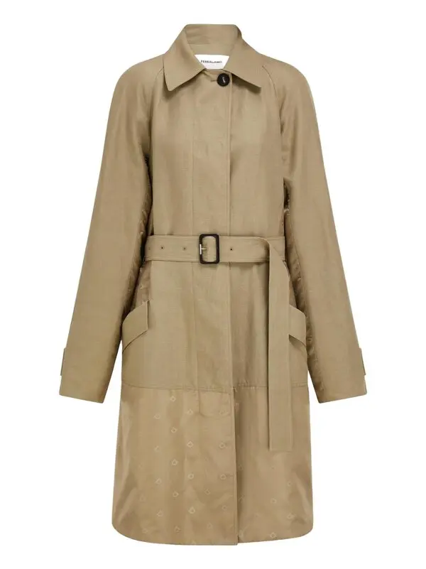 FERRAGAMO Duster Coat With Satin Inserts - Safari