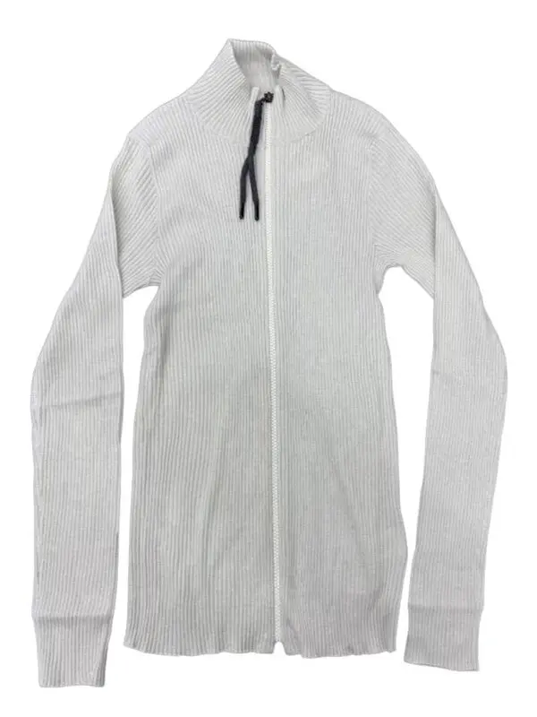 Brunello Cucinelli Long-sleeved Zip-up Ribbed Knit Sweater - Gray