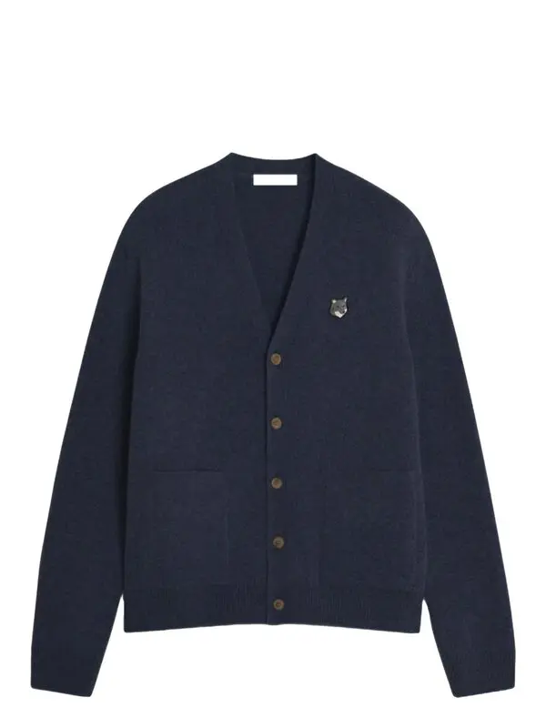 Maison Kitsuné Grey Fox Head Cardigan - Classic Navy Blue