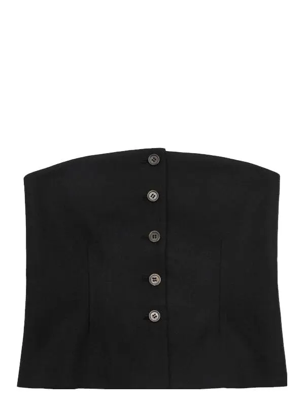 AMOMENTO Button Corset Top - Black