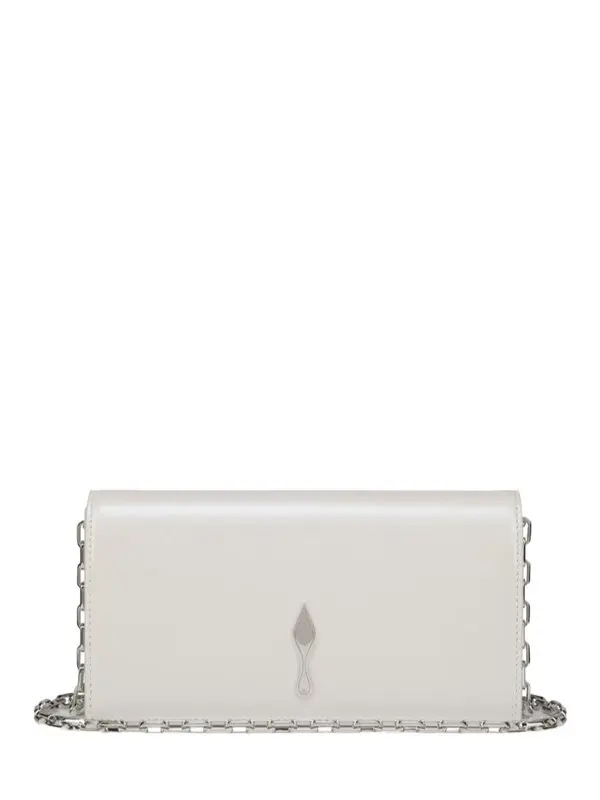 CHRISTIAN LOUBOUTIN Logo Chain Clutch Bag - White