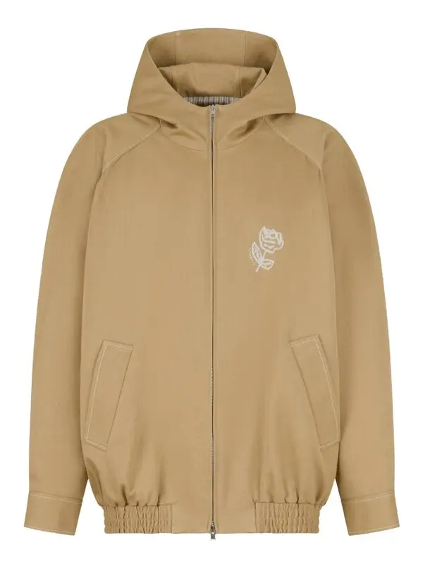 Marni Embroidered Logo Zip-up Bomber Jacket - Brown