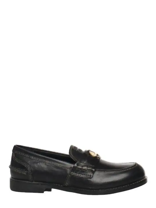 Miu Miu Embossed Loafers - Black