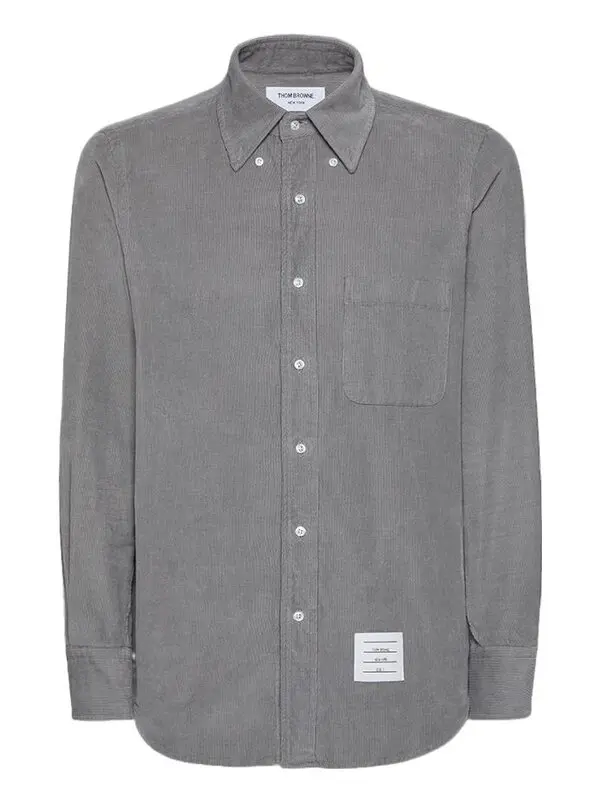 Thom Browne Logo-patch Corduroy Shirt - Grey