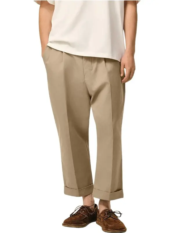 Ami Pleated Cuffed Carrot Pants - Nude