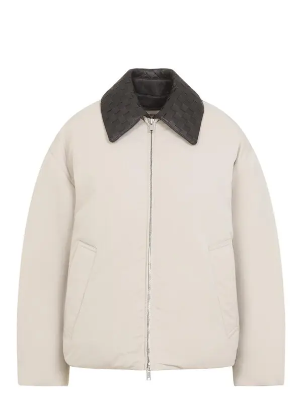 Bottega Veneta Zip-up Down Jacket With Lapel Collar - White