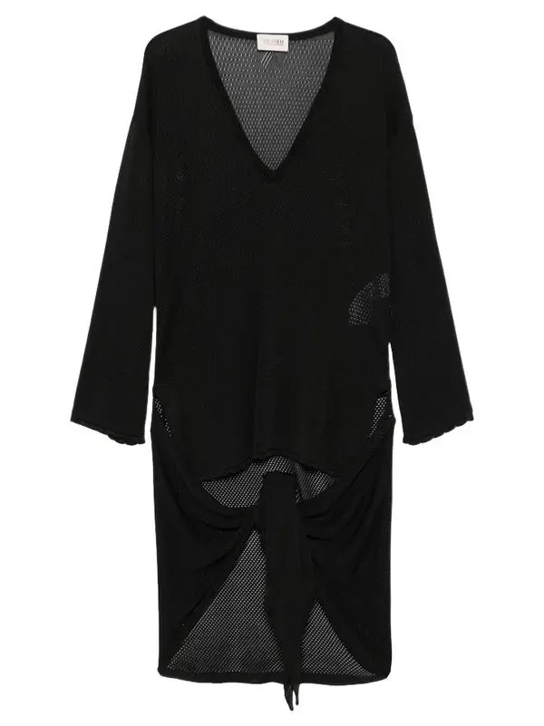 Attico Asymmetric Mini Dress With Knot Detailing - Black