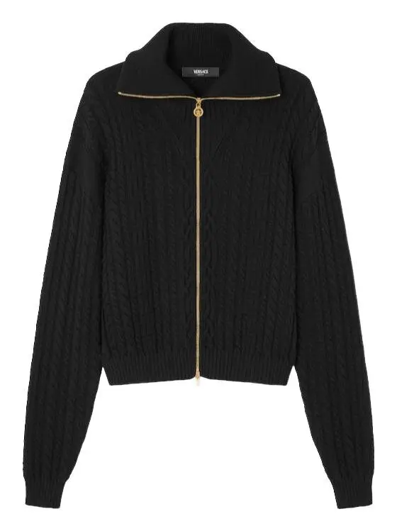 Versace Medusa Zip-up Knitted Cardigan - Black
