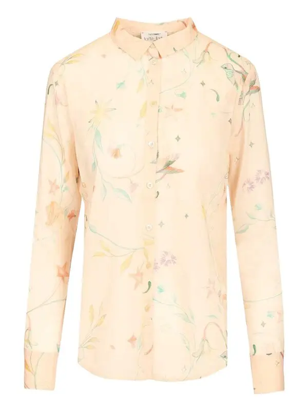 FORTE_FORTE Long Sleeve Printed Shirt - Nude