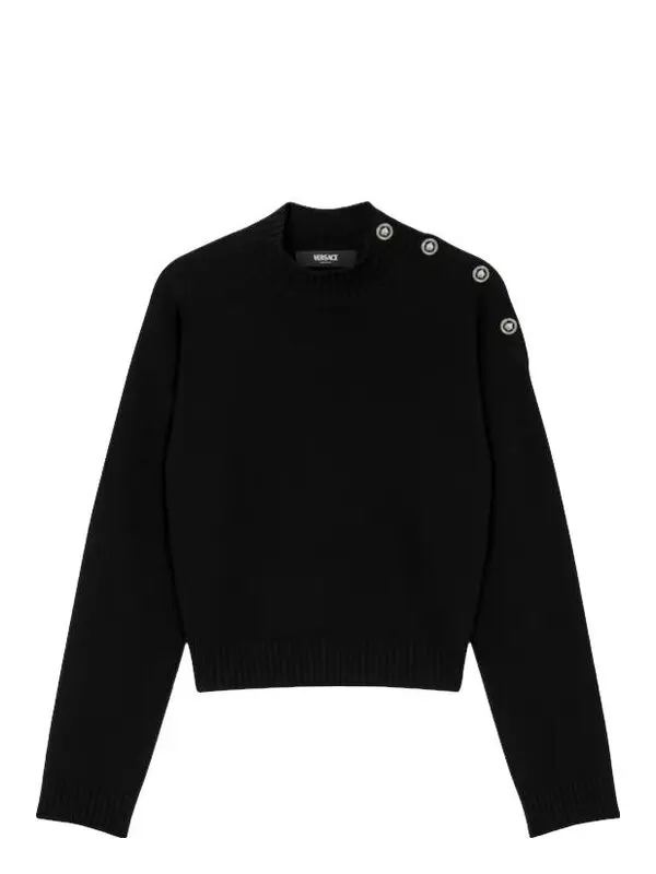 Versace Knitted Jumper With Medusa Hardware - Black