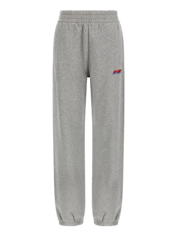 Off-White Logo Embroidered Cotton Joggers - Grey