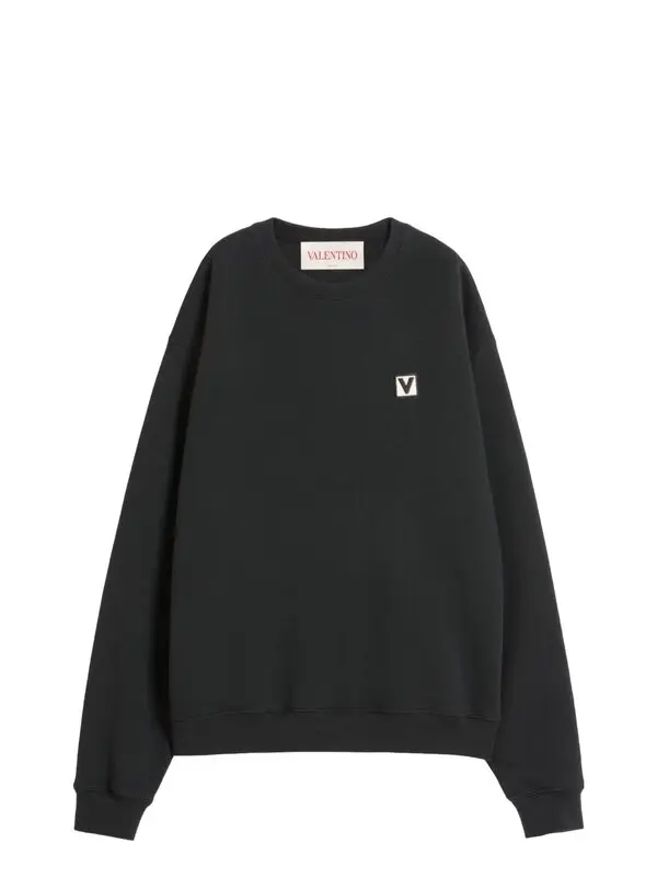 Valentino Garavani Crewneck Sweatshirt With Logo Embroidery - Black