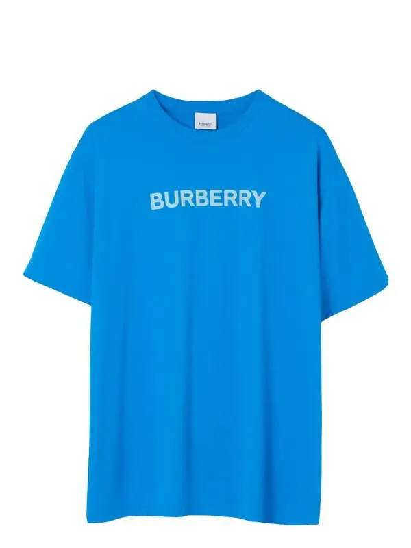 Burberry Logo Printed Crewneck T-shirt - Vibrant Blue