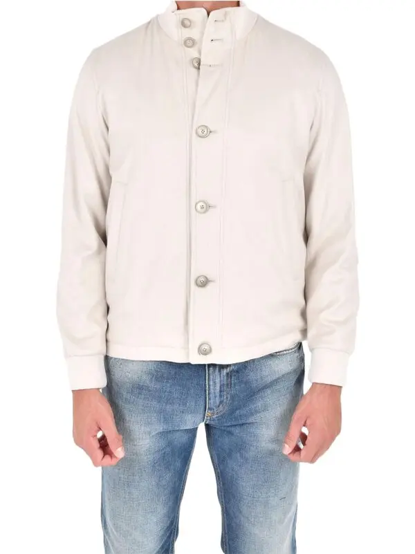 Herno High Neck Buttoned Coat - White