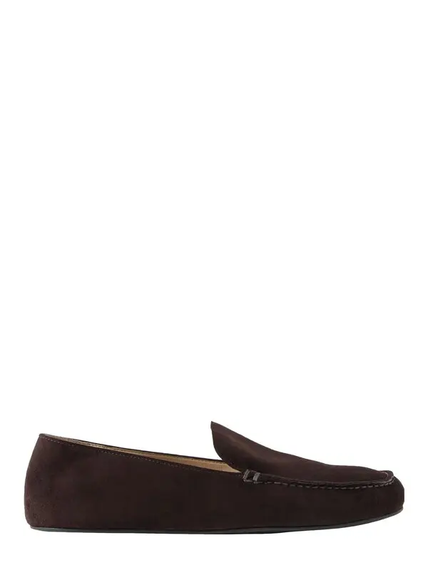 THE ROW Leo Suede Loafers - Chocolate