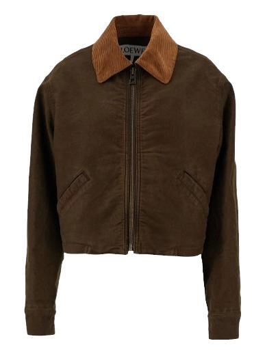 Loewe Zip-up Corduroy Collar Jacket - Ebony