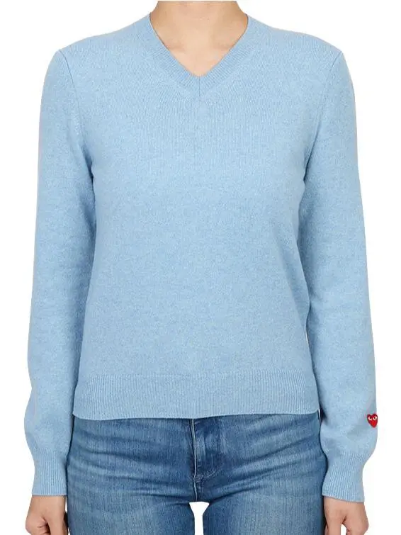 Comme Des Garçons V-neck Long-sleeved Sweater - Blue