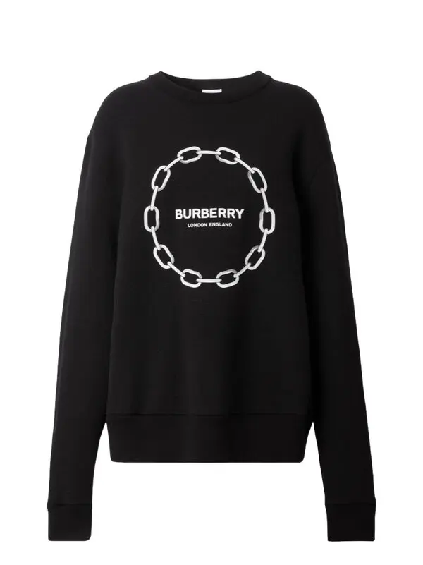 Burberry Logo Print Crewneck Sweatshirt - Black