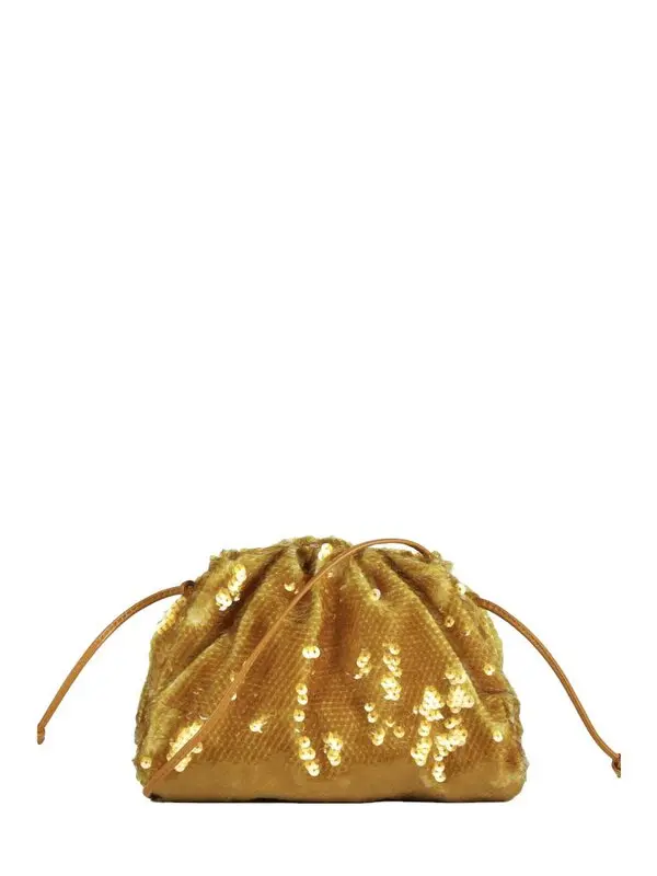 Bottega Veneta Sequin Embellished Ruched Crossbody Bag - Brown