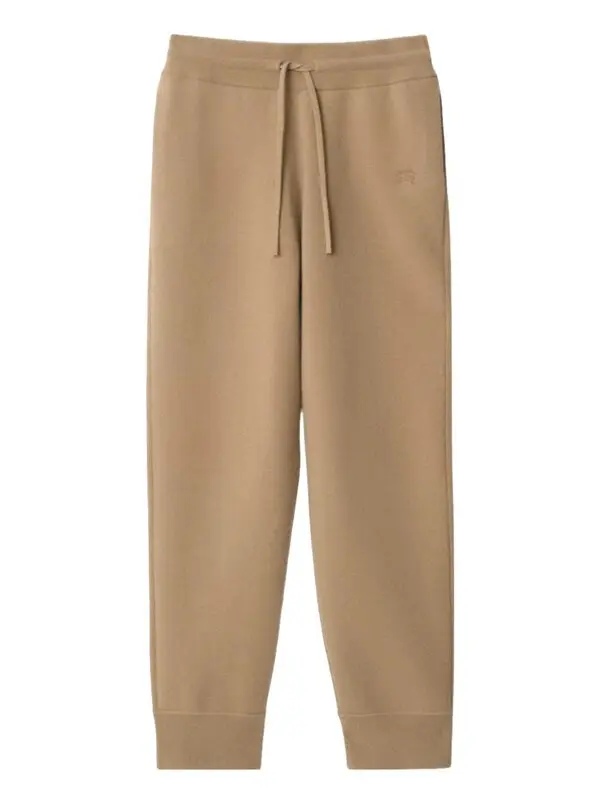 Burberry Knitted Cashmere Blend Jogging Pants With Equestrian Knight Design - Flax