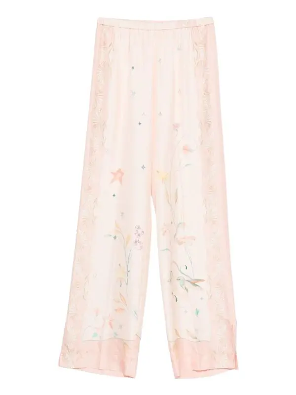 FORTE_FORTE Floral Print Wide-leg Trousers - White