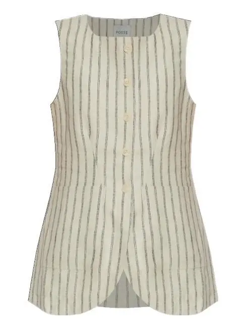 Posse Pinstripe Waistcoat - Nude