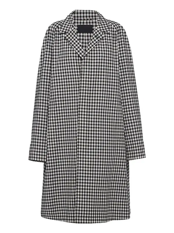 Prada Checked Belted Coat - White / Black