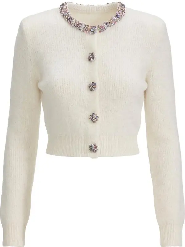 SELF-PORTRAIT Embellished Cardigan - Cream