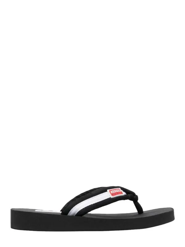 Kenzo Logo Striped Slip-on Flip Flops - Black