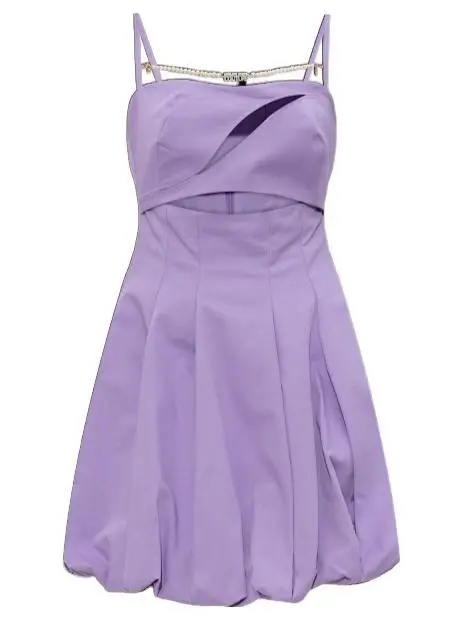 Versace Sleeveless Cutout Bubble Hem Dress - Purple