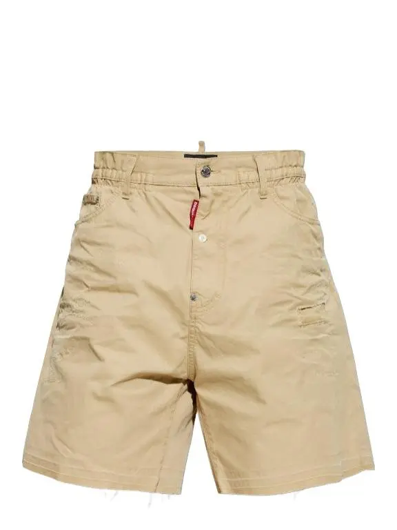 Dsquared2 Distressed Finish Frayed Hem Shorts - Nude