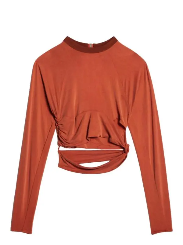 Jacquemus Knotted Cut-out Cropped Long Sleeve Top - Brown