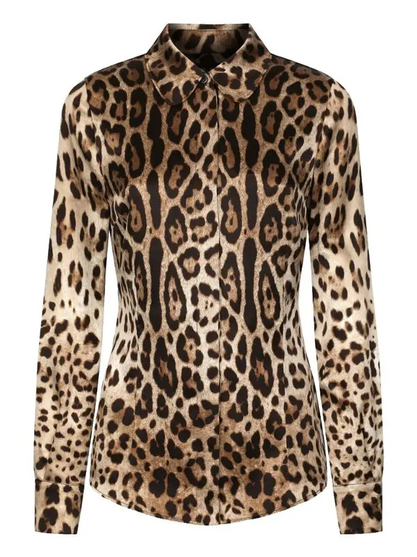Dolce & Gabbana Leopard-printed Satin Shirt - Black