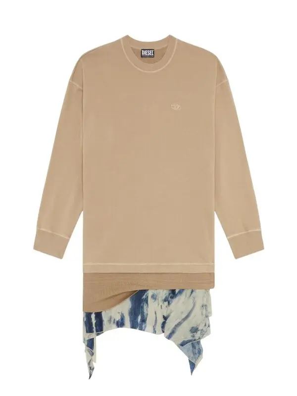 DIESEL® Embroidered Layered Sweatshirt Dress - Nude