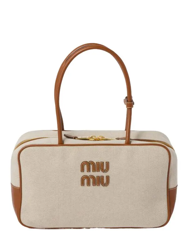 Miu Miu Beau Canvas And Leather Bag - Nude