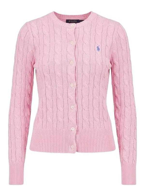 Polo Ralph Lauren Embroidered Cable-knit Cardigan - Carmel Pink