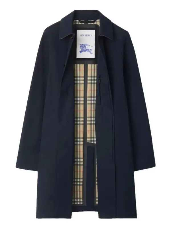 Burberry Long-sleeved Button-up Coat - Navy