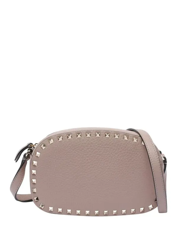 Valentino Garavani Stud-embellished Leather Crossbody Bag - Nude