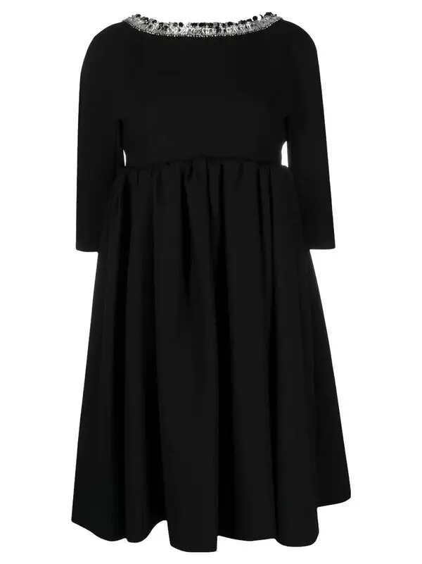 Prada Embellished Collar Babydoll Dress - Black