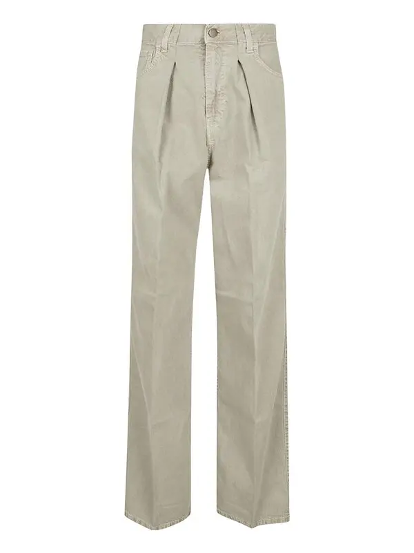 HAIKURE Pleated Wide Leg Jeans - Nude