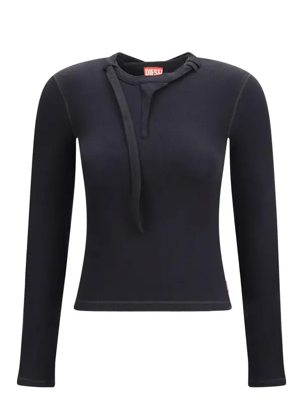 DIESEL® T-iara-ls Zip-detail Knitted Top - Black