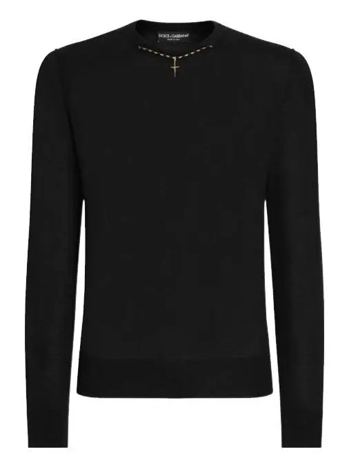 Dolce & Gabbana Embellished Crewneck Knitted Jumper - Black