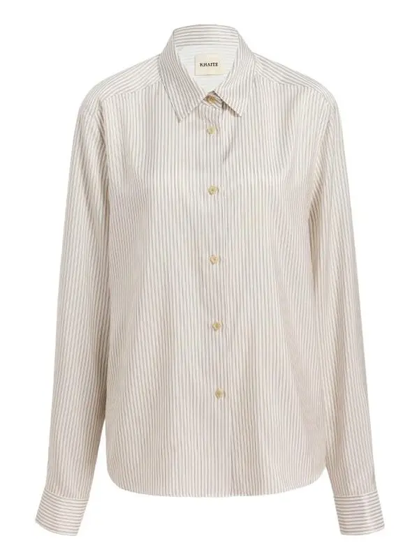 Khaite Striped Long Sleeve Shirt - Gray