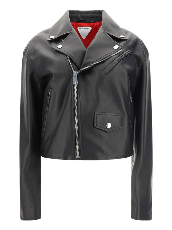 Bottega Veneta Logo Leather Jacket - Black