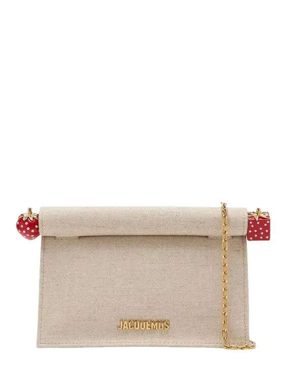 Jacquemus Logo Plaque Clutch Bag - Beige