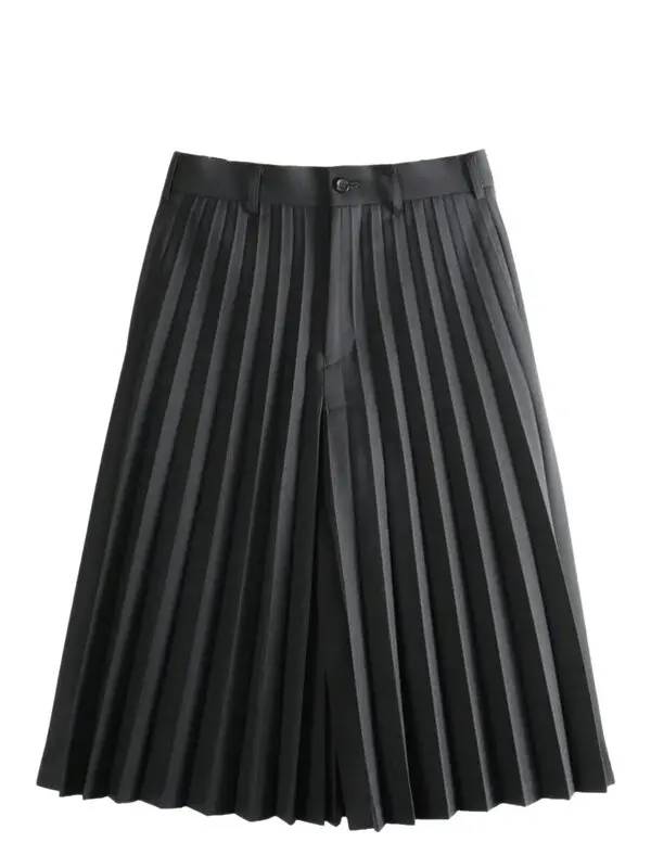 Comme Des Garçons Belt Loop Midi Skirt With Pleats - Black
