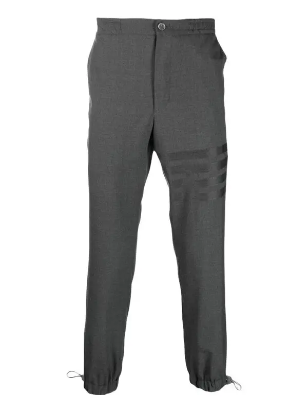 Thom Browne 4-bar Straight Leg Trousers With Drawstring Cuffs - Dark Gray