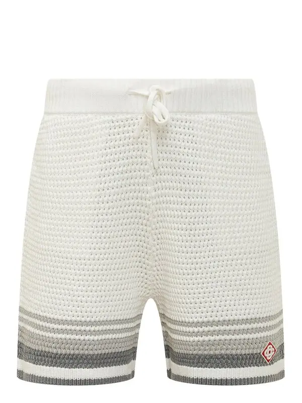 Casablanca Stripe Detailed Drawstring Shorts - White
