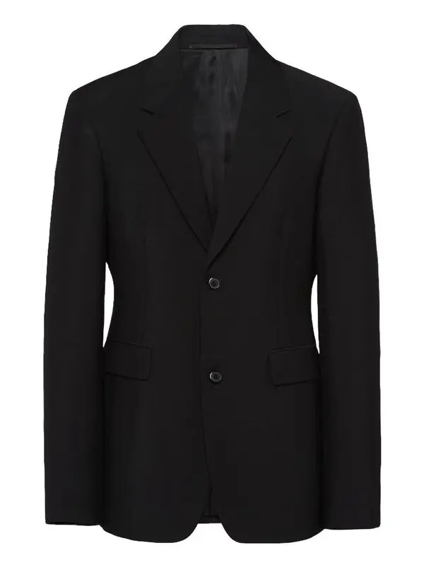 Prada Single-breasted Mohair Wool Jacket - Black